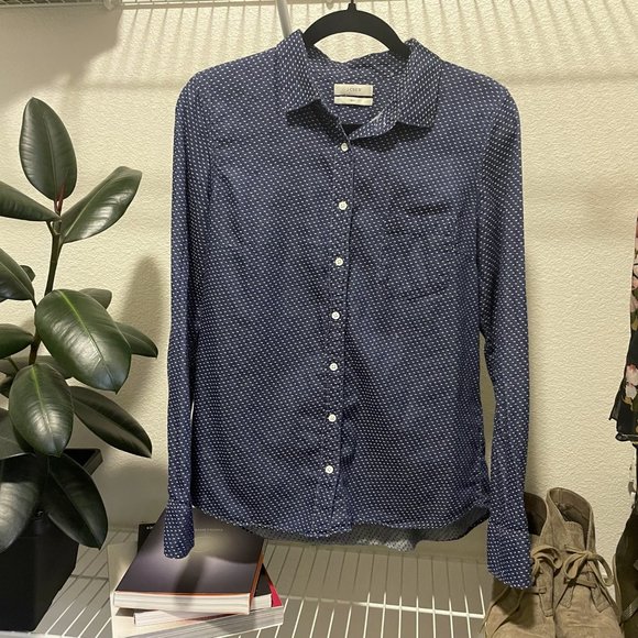 J. Crew | Tops | J Crew Boy Shirt Navy Blue Medium | Poshmark